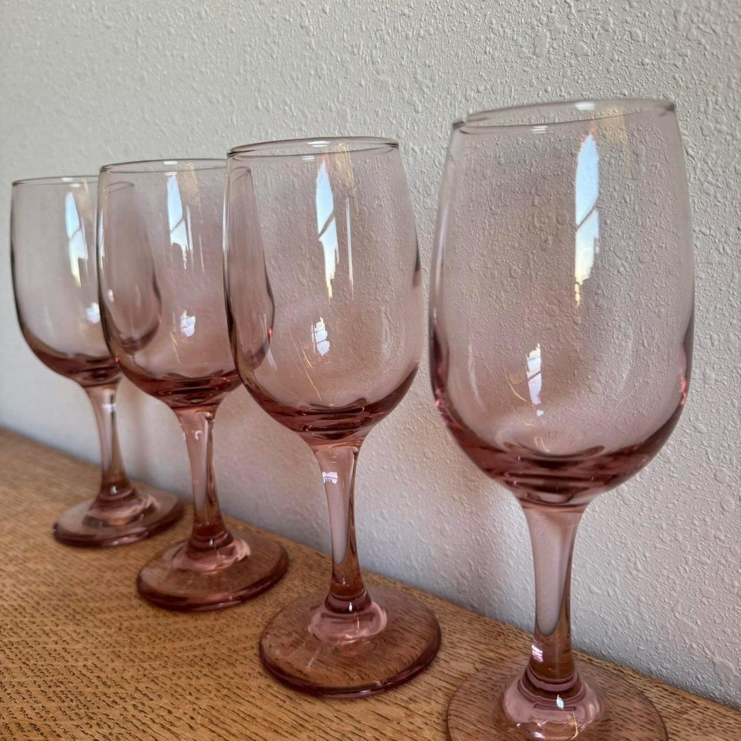 Vintage Libbey Plum Pink Wine Glasses, Set of 4 Stemmed Glassware for ...