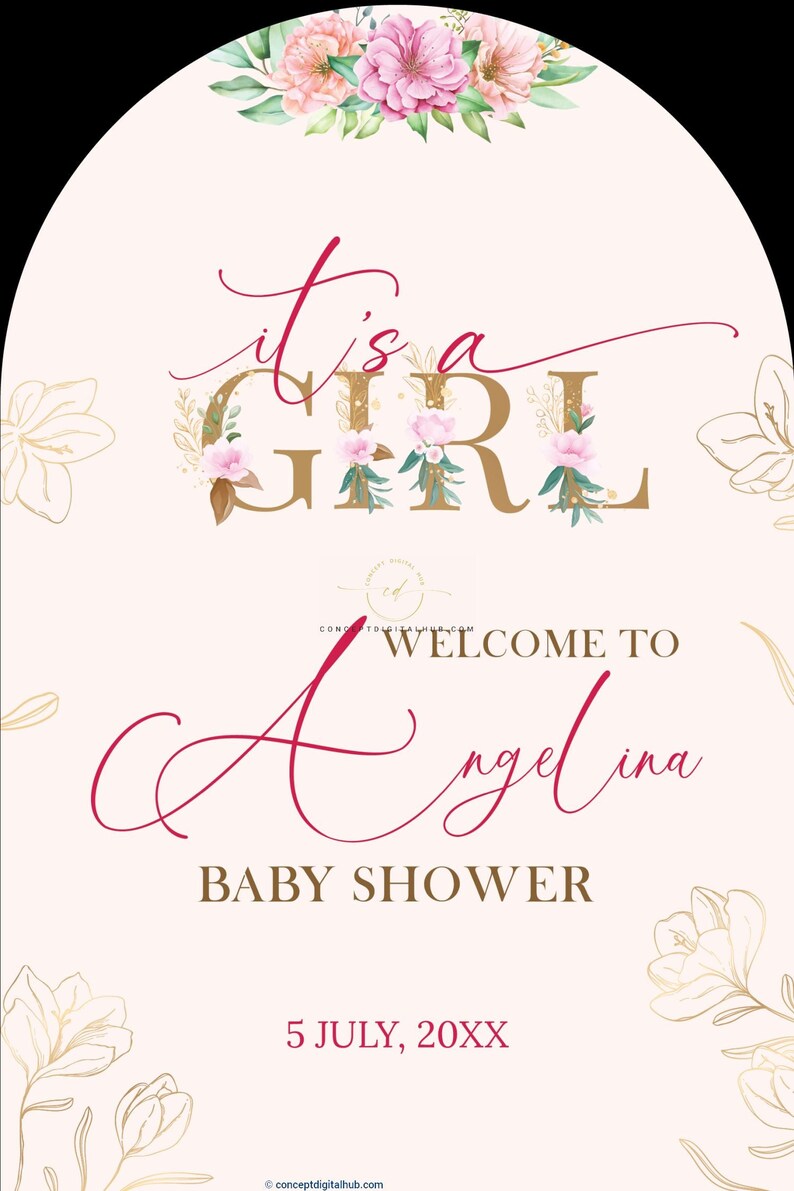 Baby Shower Girl Pink Color Welcome Board - Etsy