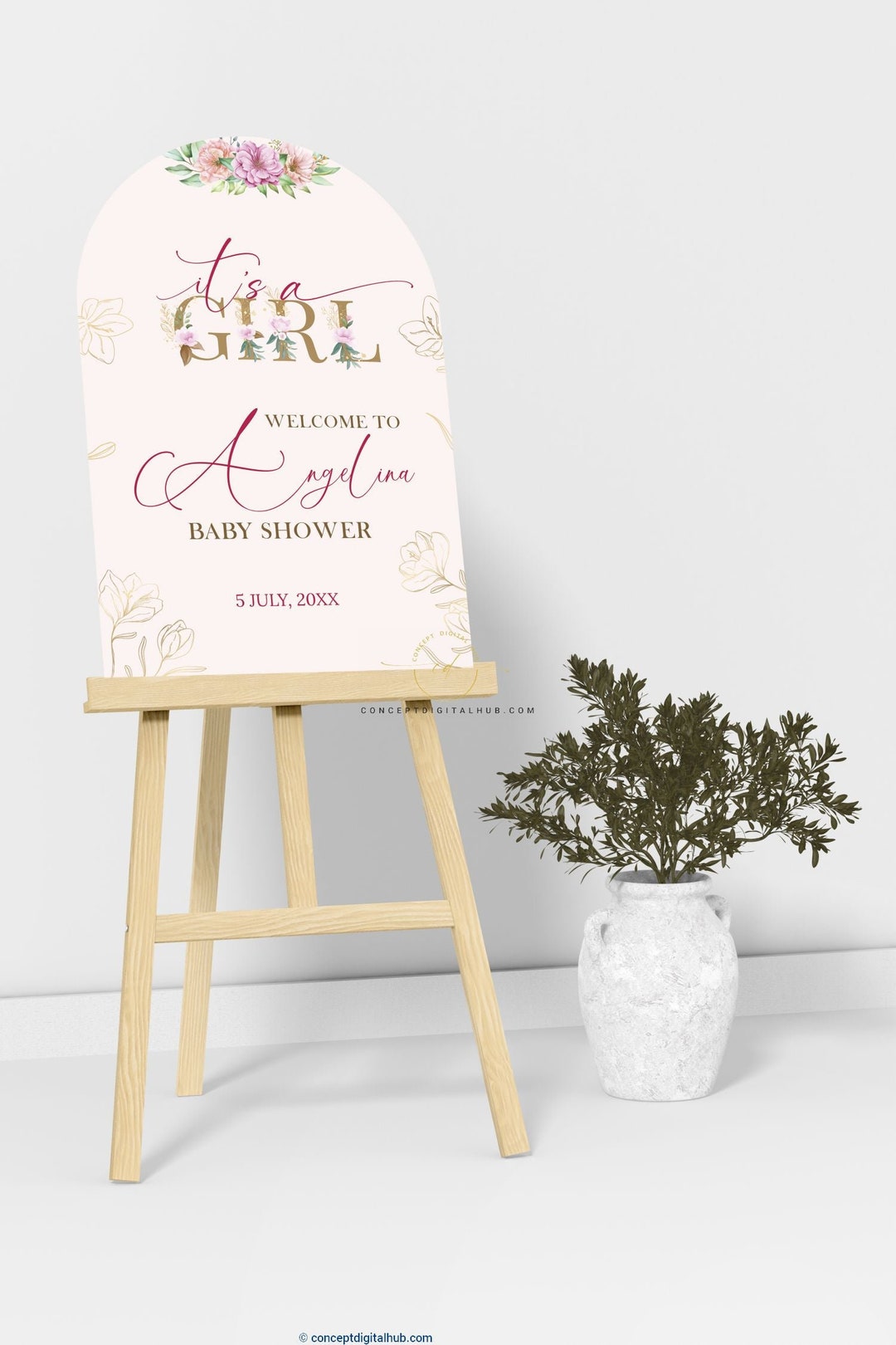 Baby Shower Girl Pink Color Welcome Board - Etsy