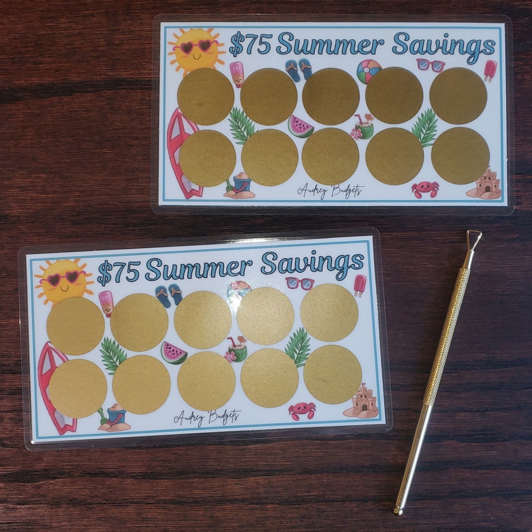 Summer Scratch off Savings Challenge laminated Cash Stuffing Sinking ...