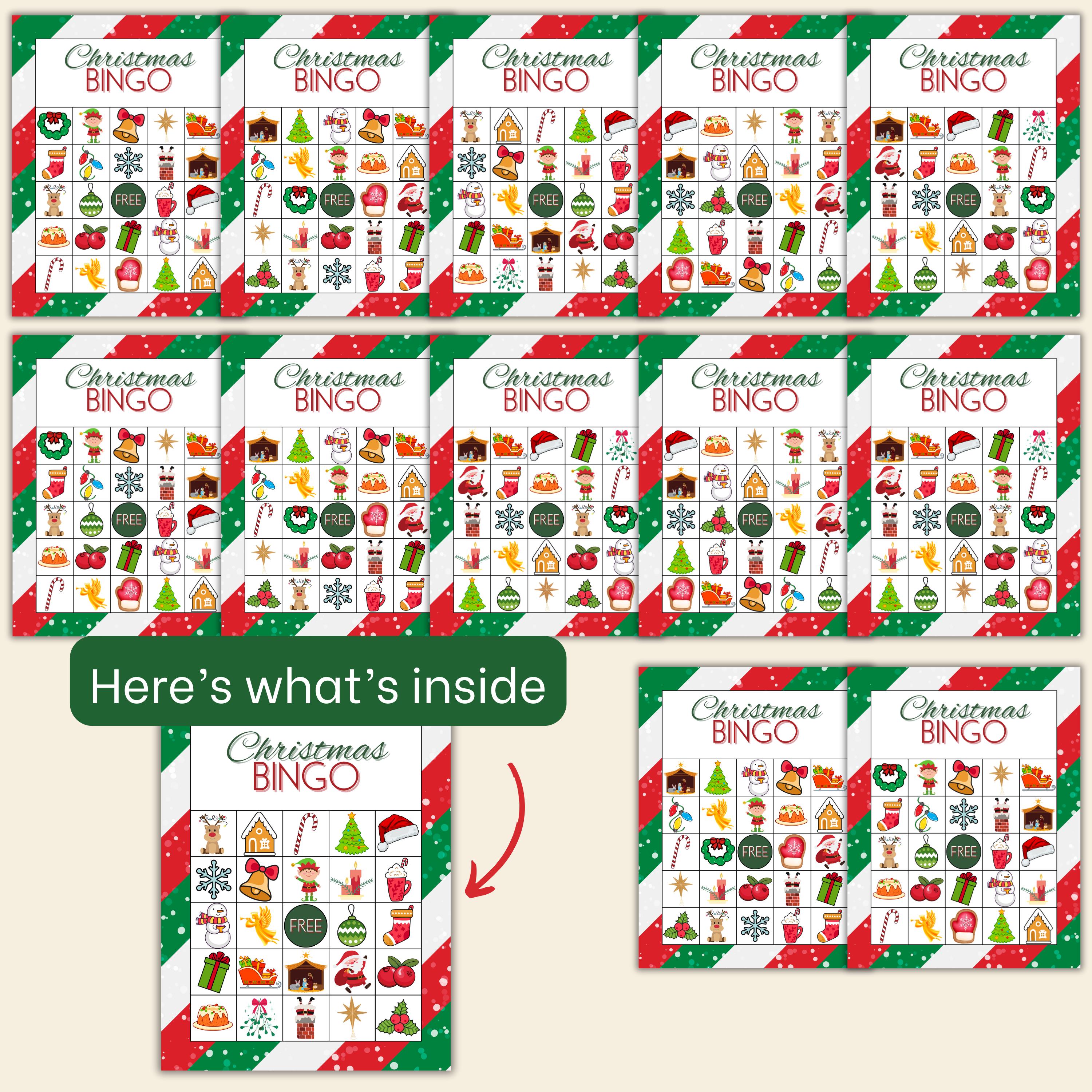 Christmas Bingo | 40 Unique Printable Bingo Cards | Christmas Games ...