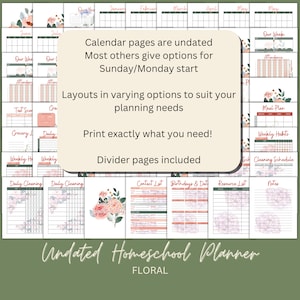 Homeschool Planner Printable | Floral | US Letter, A5, A4, 7x9.25 in ...