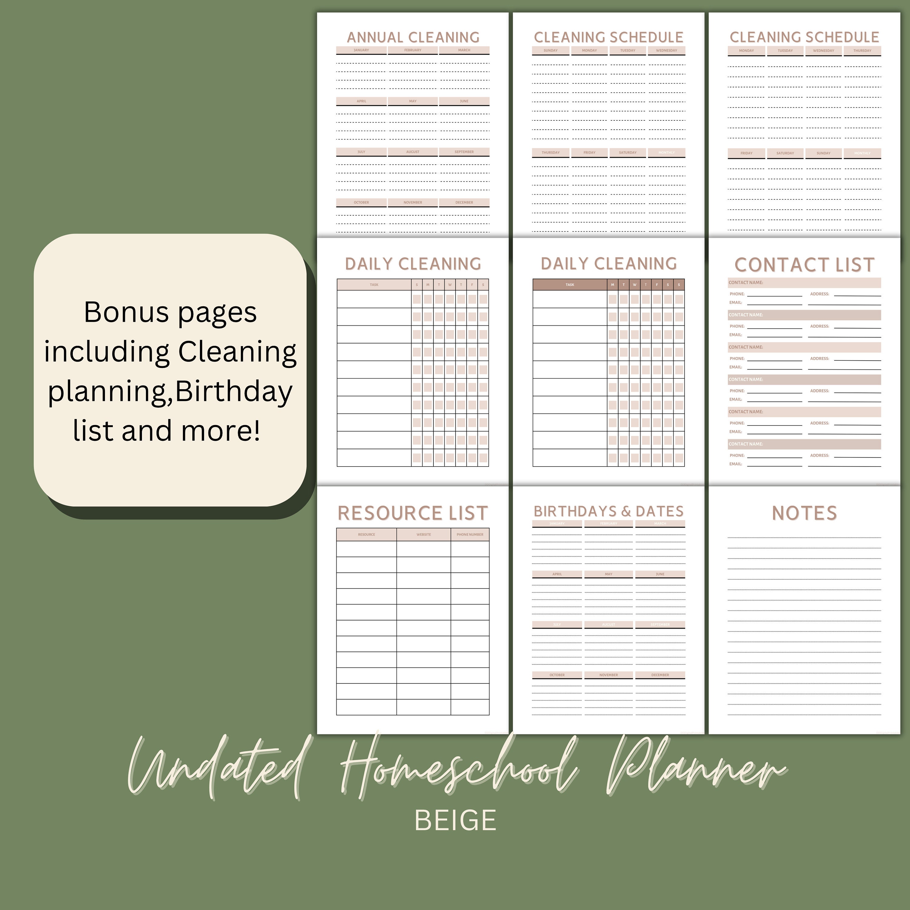 Homeschool Planner Printable | Beige | Lesson Planner | Grade Log ...