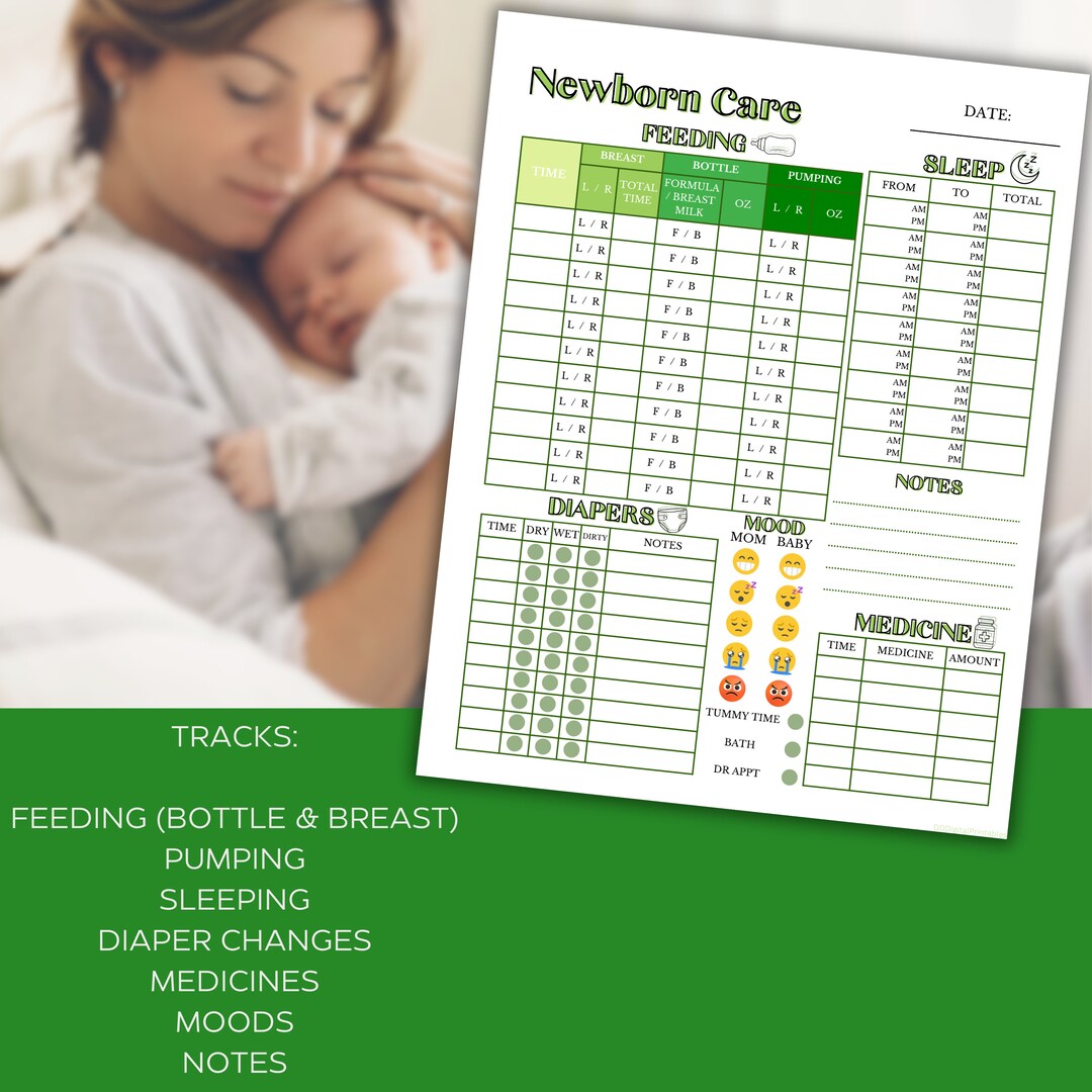 Newborn Care Log | Baby Routine | Infant Schedule | Newborn Feeding ...
