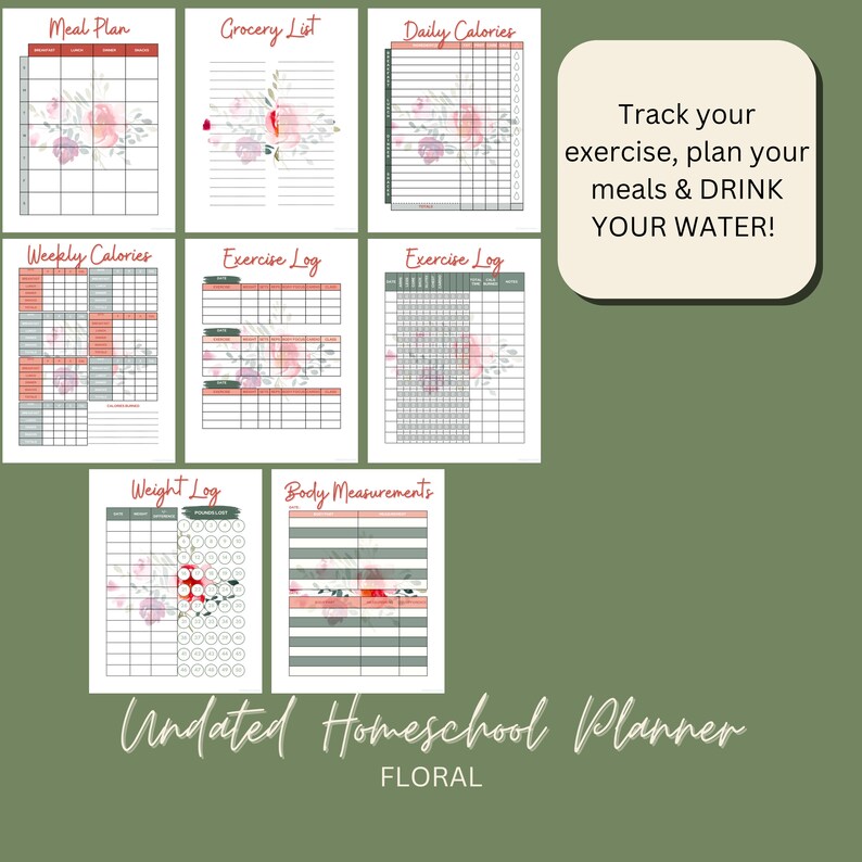 Homeschool Planner Printable | Floral | US Letter, A5, A4, 7x9.25 in ...