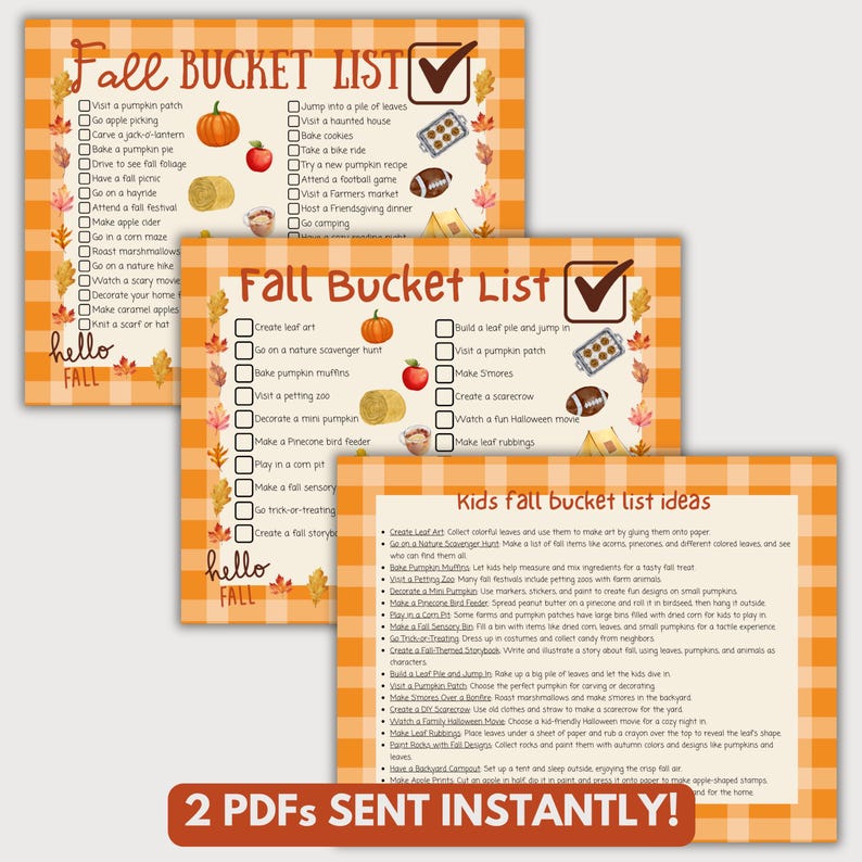 Fall Bucket List Printable | Kids Fall Bucket List | Kids Fall Crafts ...