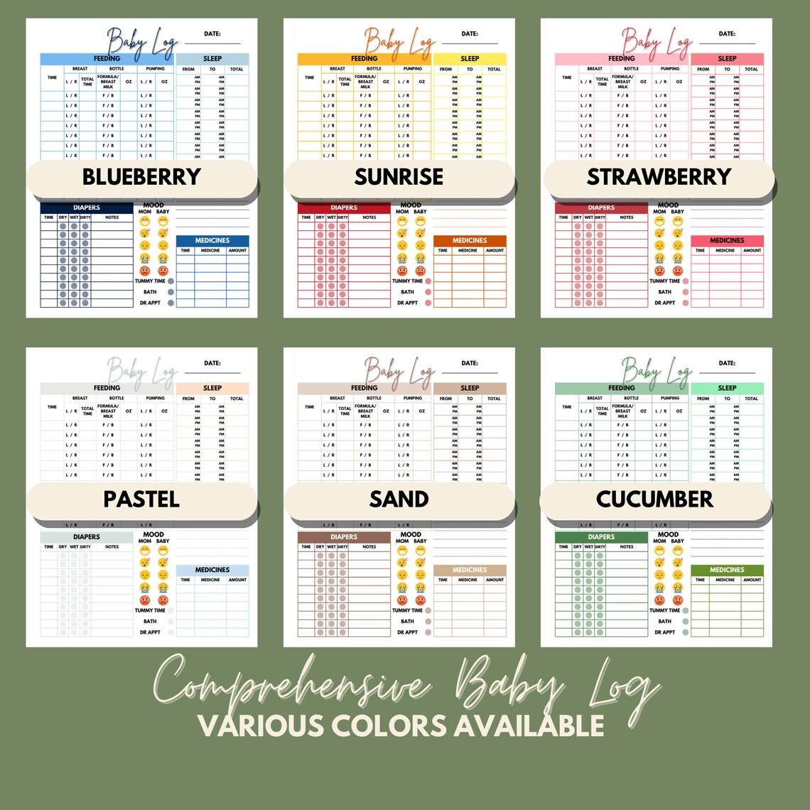 Baby Log Printable Strawberry Newborn Log Baby Care Log Pumping Log ...