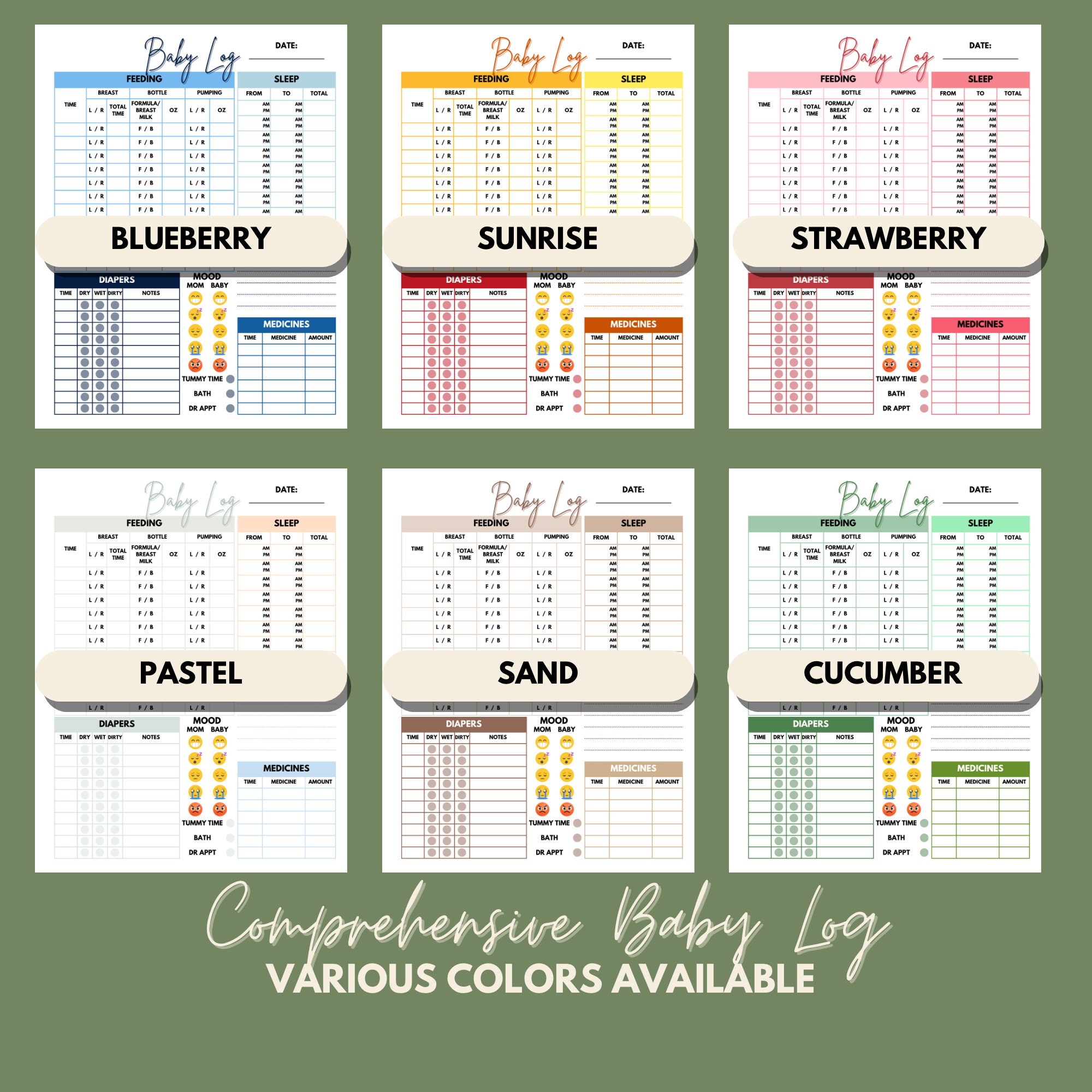 Baby Log Printable Strawberry Newborn Log Baby Care Log Pumping Log ...