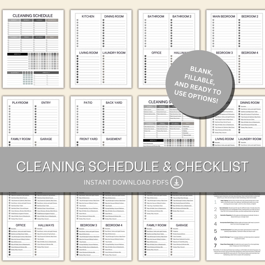 Cleaning Schedule | Cleaning Checklist | Fillable Cleaning Checklist ...
