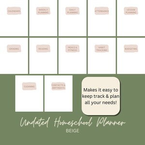 Homeschool Planner Printable Beige Lesson Planner Grade Log Attendance ...