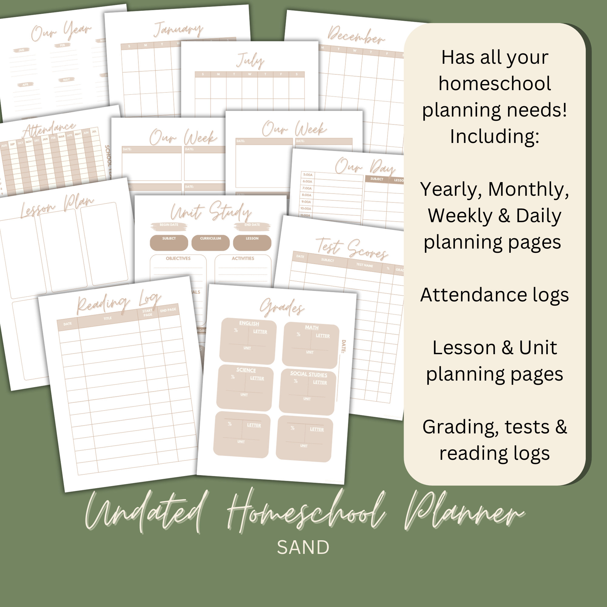 All in One Homeschool Planner Printable Sand Printable - Etsy