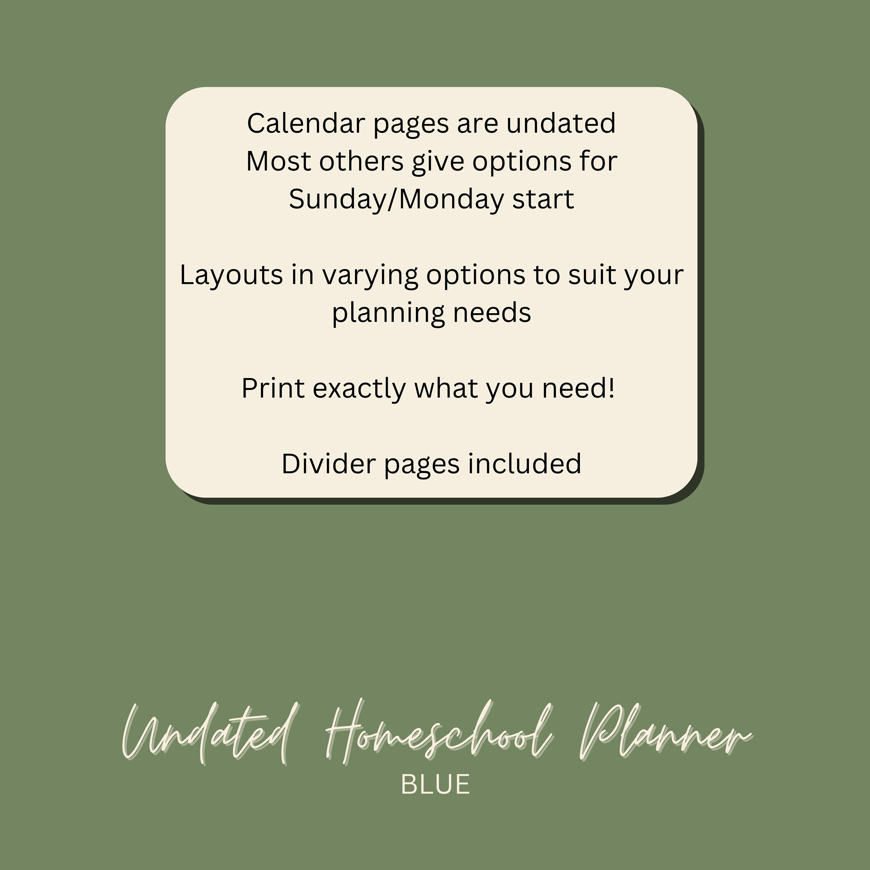 Homeschool Planner Printable Blue Undated Lesson Planner - Etsy