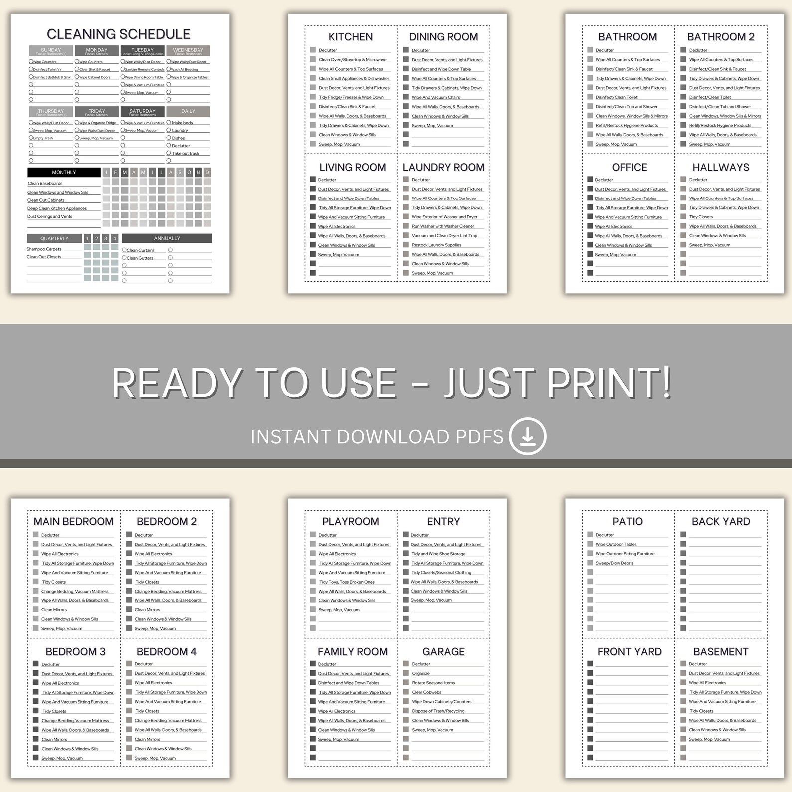 Fillable Cleaning Schedule: Daily, Weekly, Monthly Checklists (PDF) - Etsy