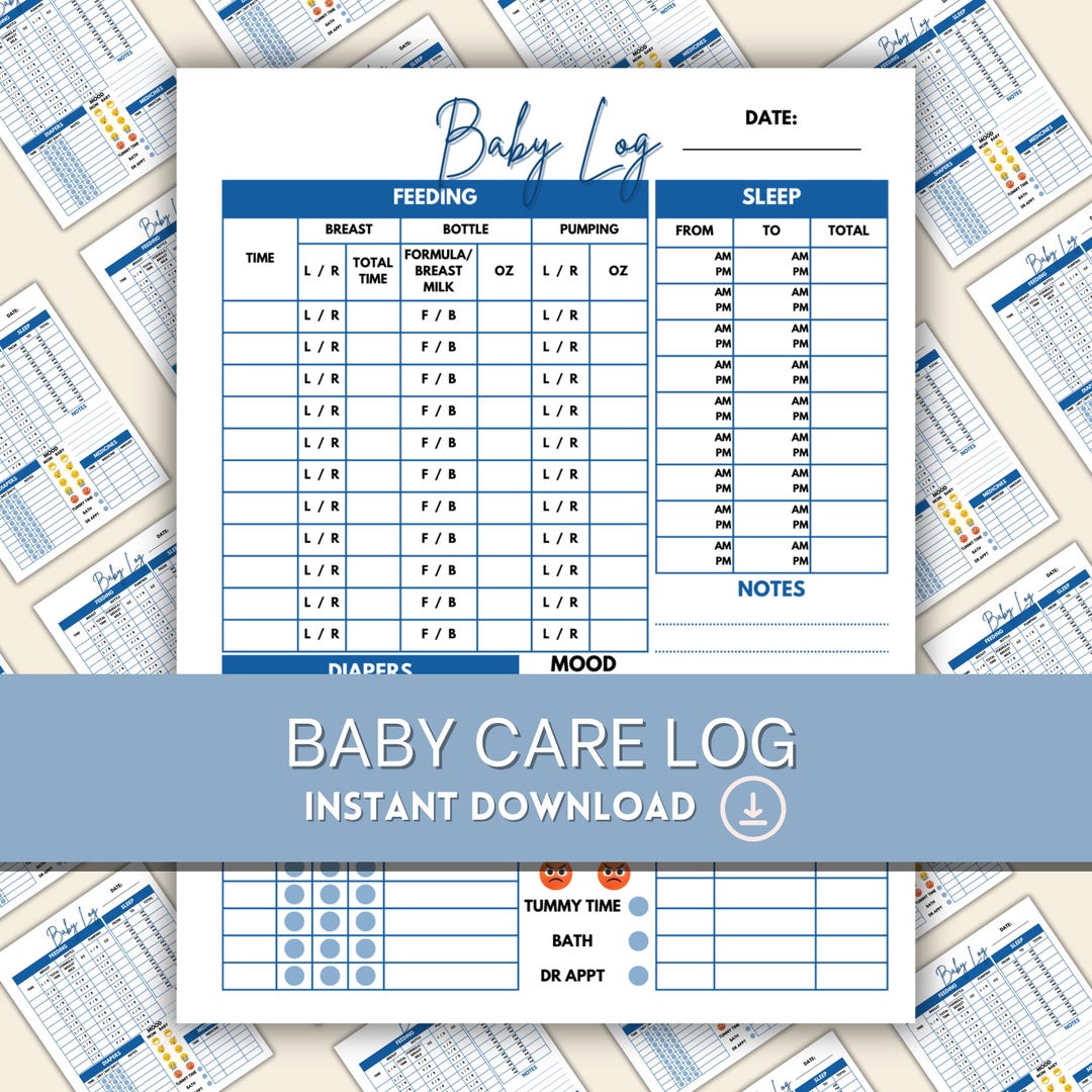 Comprehensive Baby Care Log - Blue | Newborn Care Log | Caregiver Log ...
