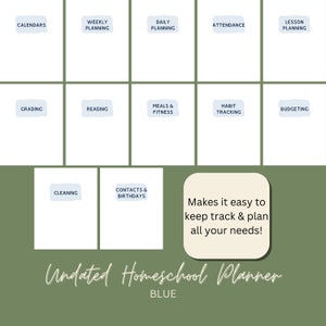 Homeschool Planner Printable | Blue | Undated | Lesson Planner ...
