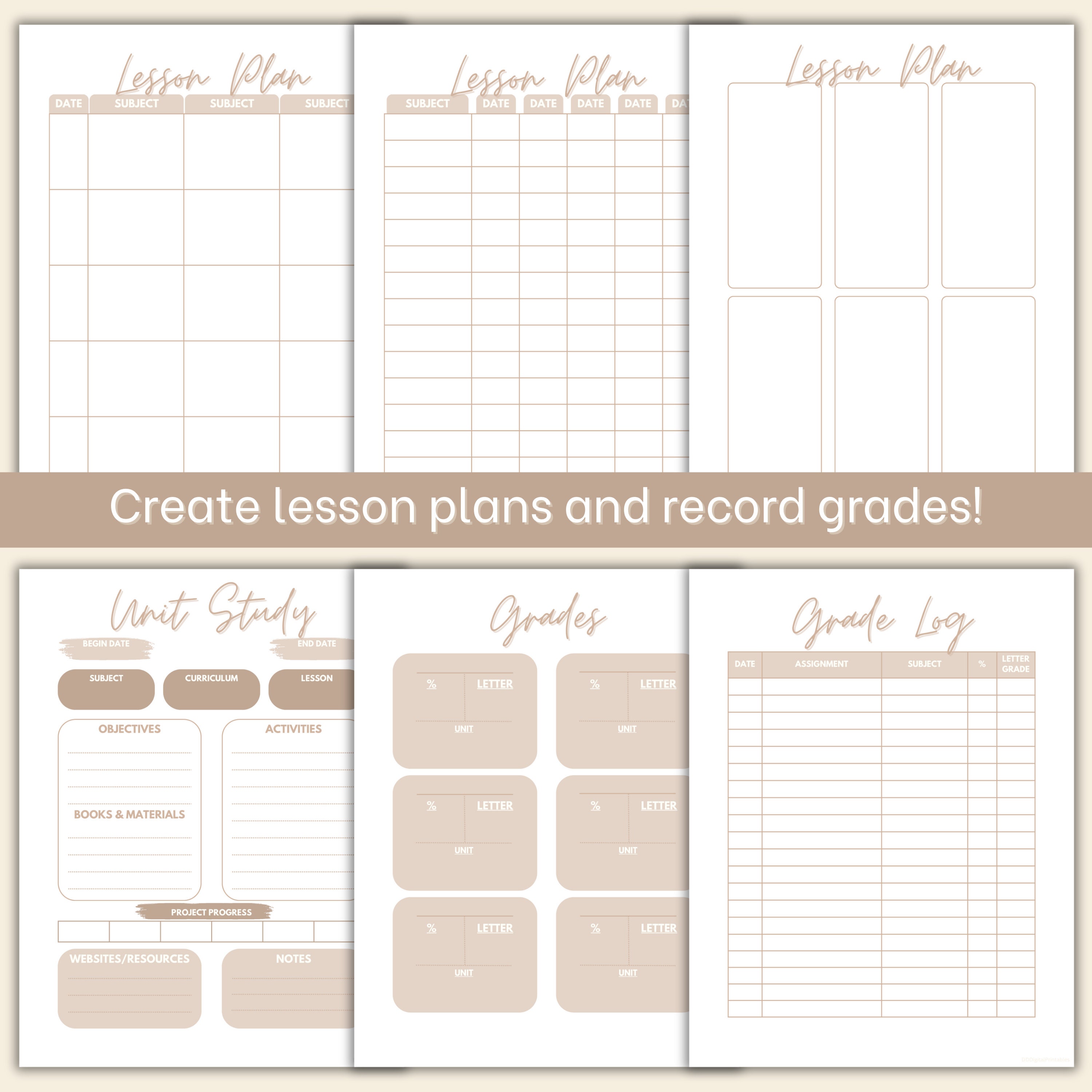 All in One Homeschool Planner Printable Sand Printable Planner Neutral ...