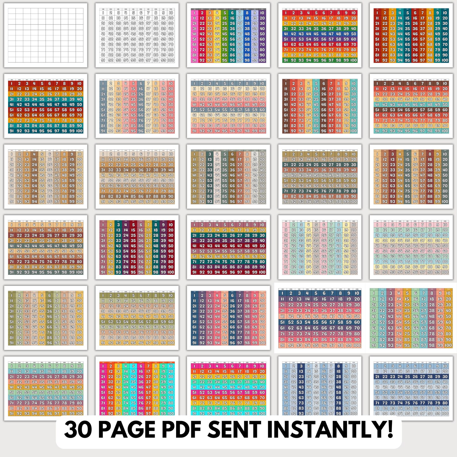 100 Chart Printable | 100s Chart | Homeschool Poster | Visual Resource ...