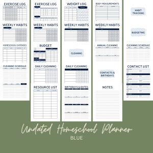 Homeschool Planner Printable | Blue | Undated | Lesson Planner ...