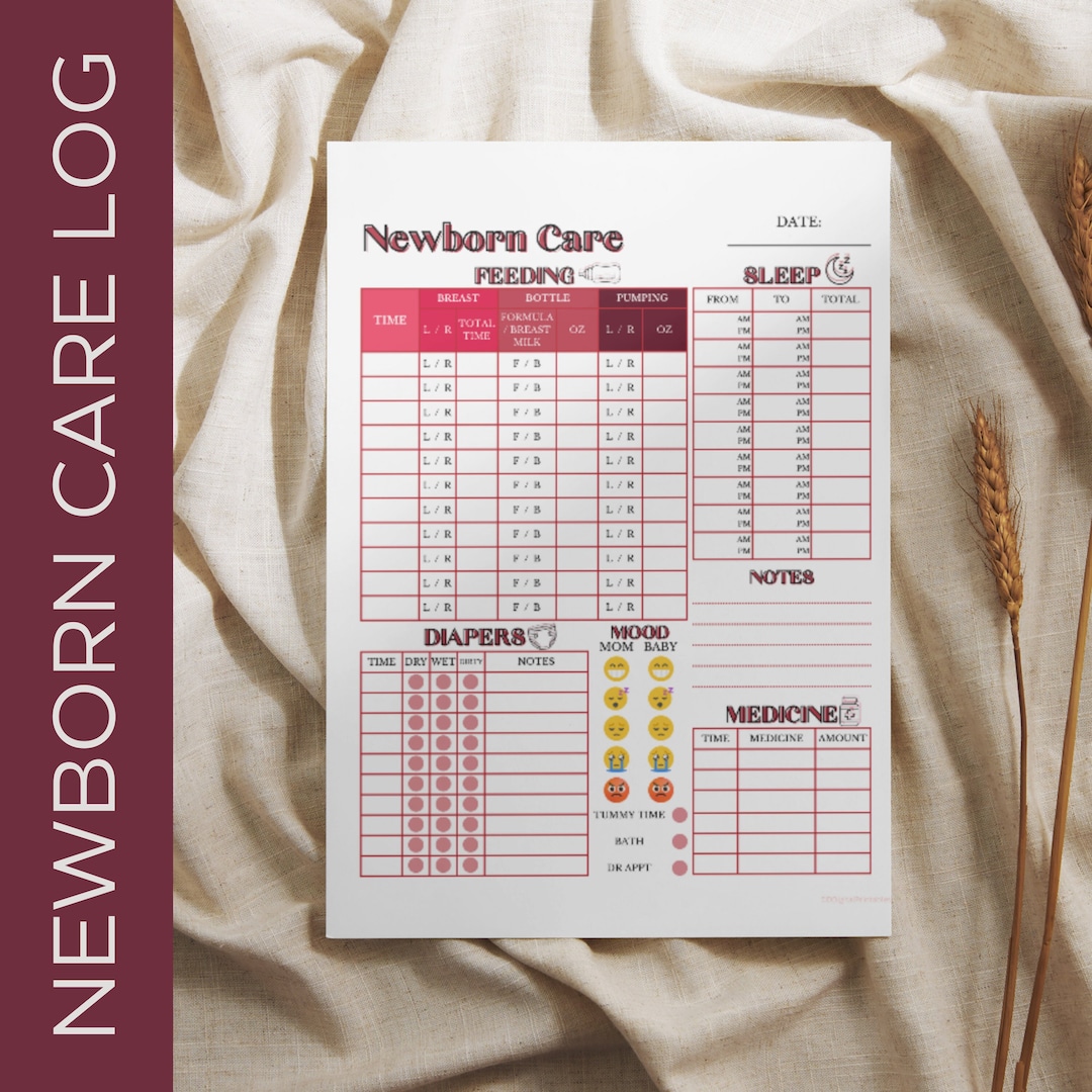 Newborn Care Log | Baby Log | Infant Feeding Log | Babysitter Log ...