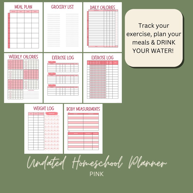 Pink Homeschool Planner Printable: Undated, All-in-one (PDF Print) - Etsy