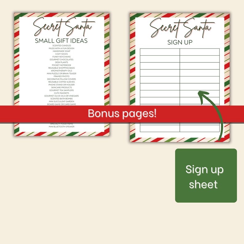 Secret Santa Questionnaire | Printable Secret Santa | 2 Print Options ...