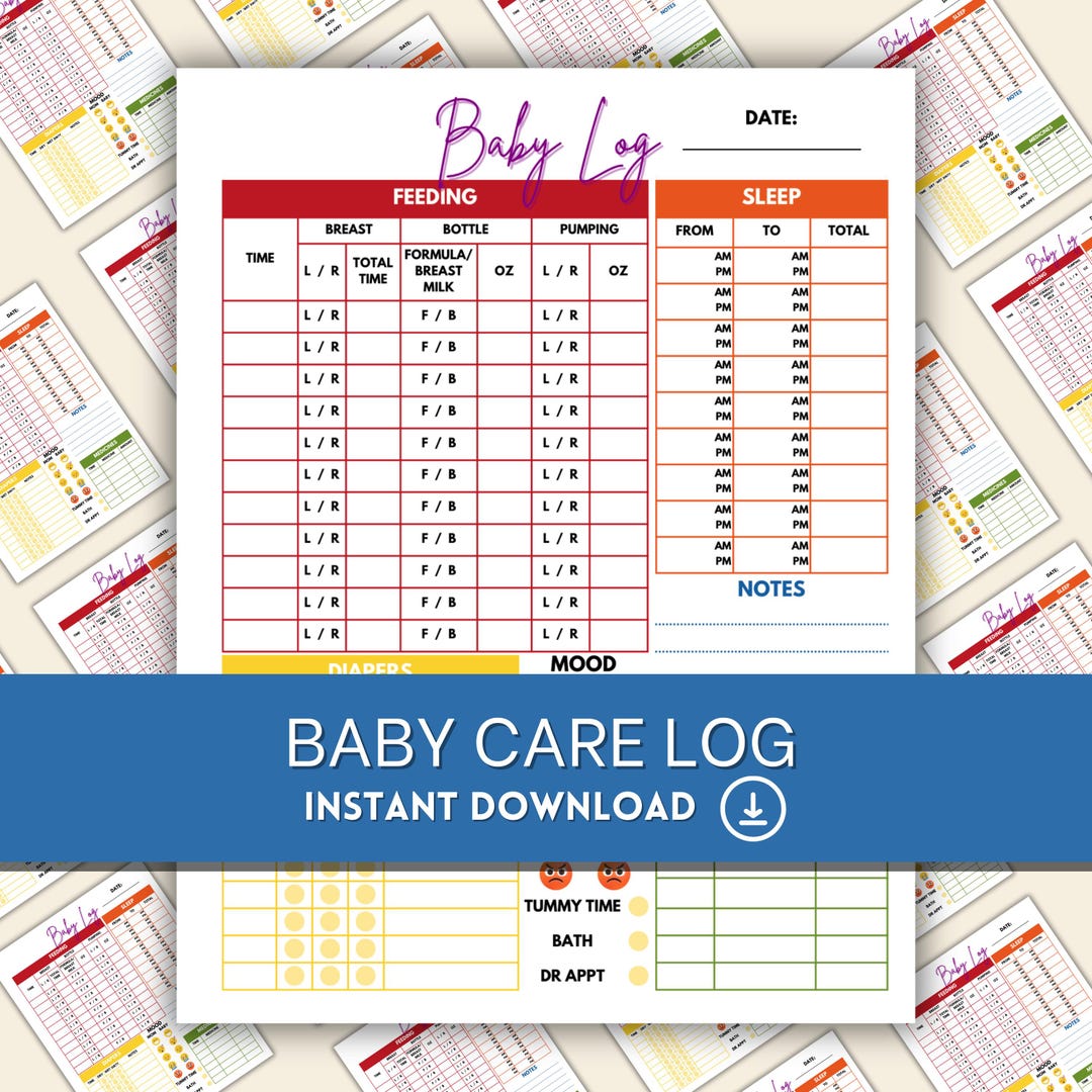 Baby Log Printable - Rainbow | Newborn Log | Baby Care Log | Printable ...