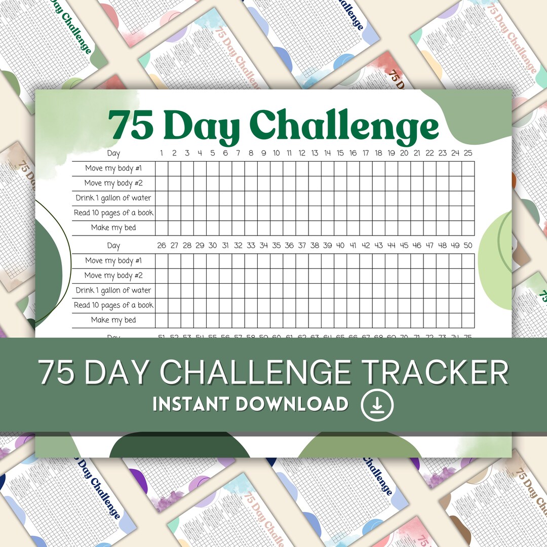 75 Day Challenge Tracker | 75 Mom Challenge | Tiktok Challenge | 75 Day ...