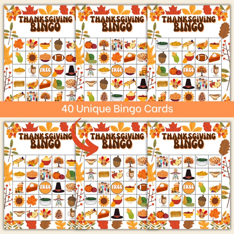 Thanksgiving Bingo | Printable Bingo Cards | Family Games | Holiday ...
