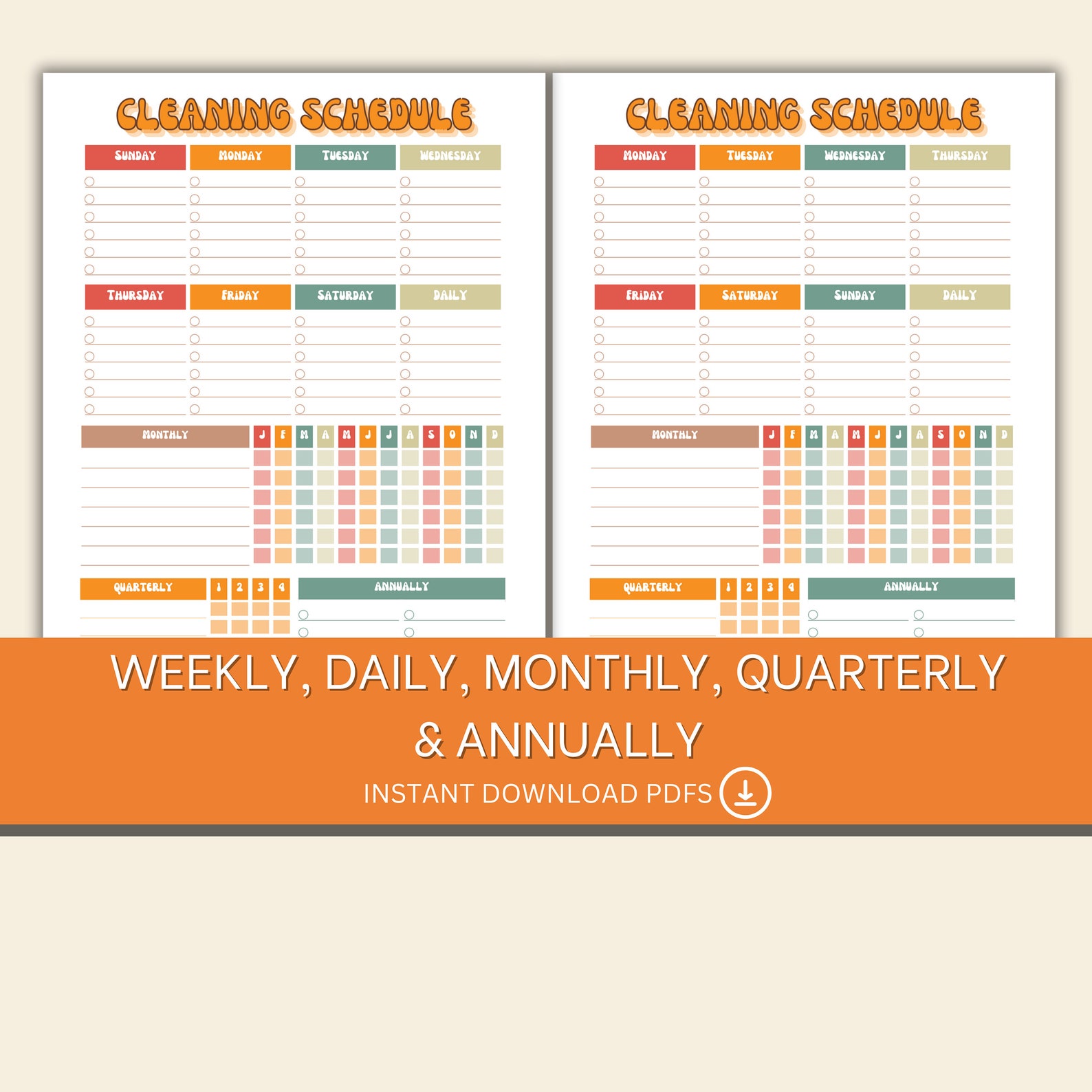 Cleaning Checklist | Cleaning Schedule | Fillable | Daily Cleaning ...