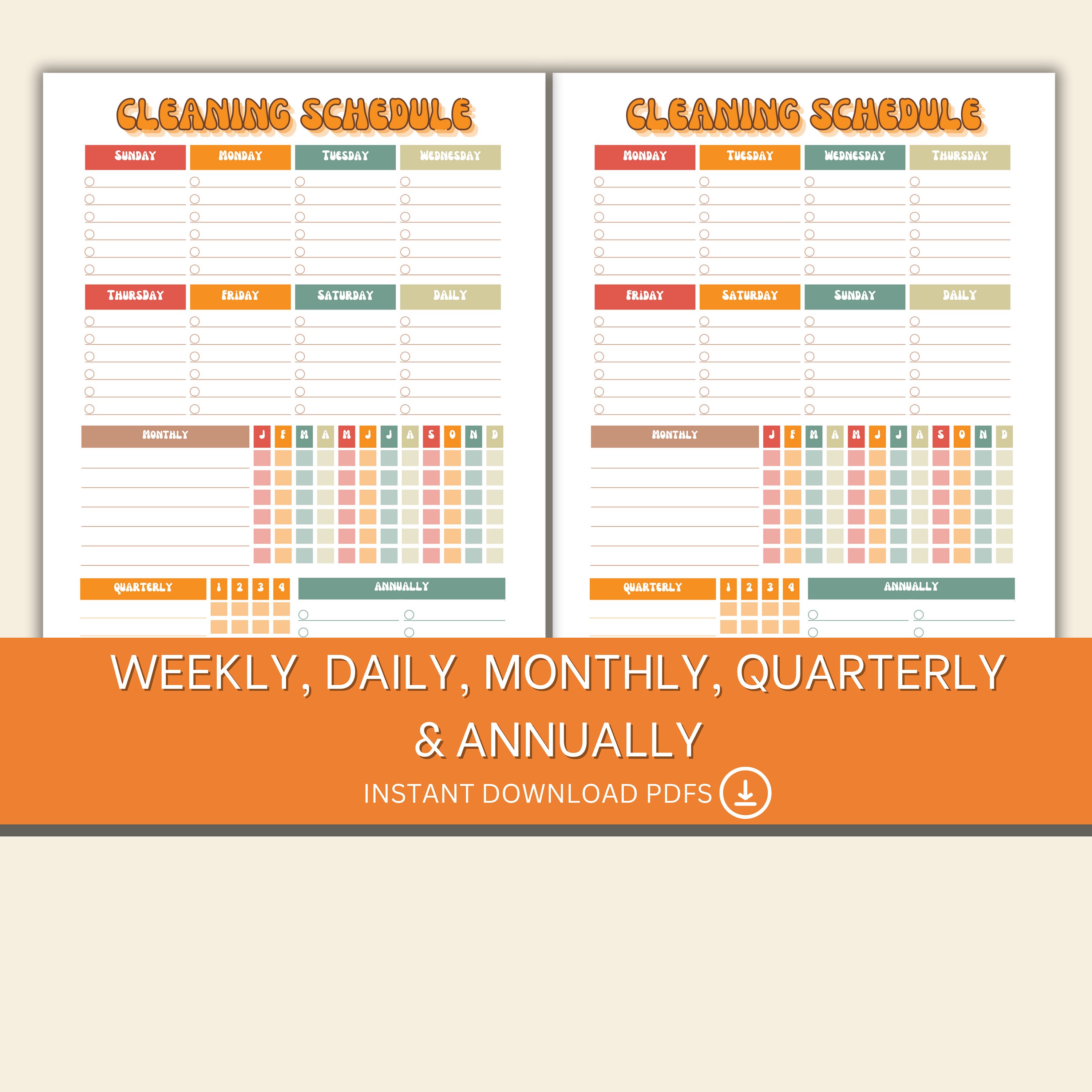 Cleaning Checklist | Cleaning Schedule | Fillable | Daily Cleaning ...