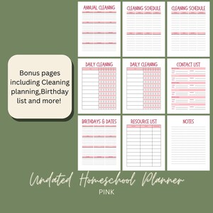 Pink Homeschool Planner Printable: Undated, All-in-one (PDF Print) - Etsy