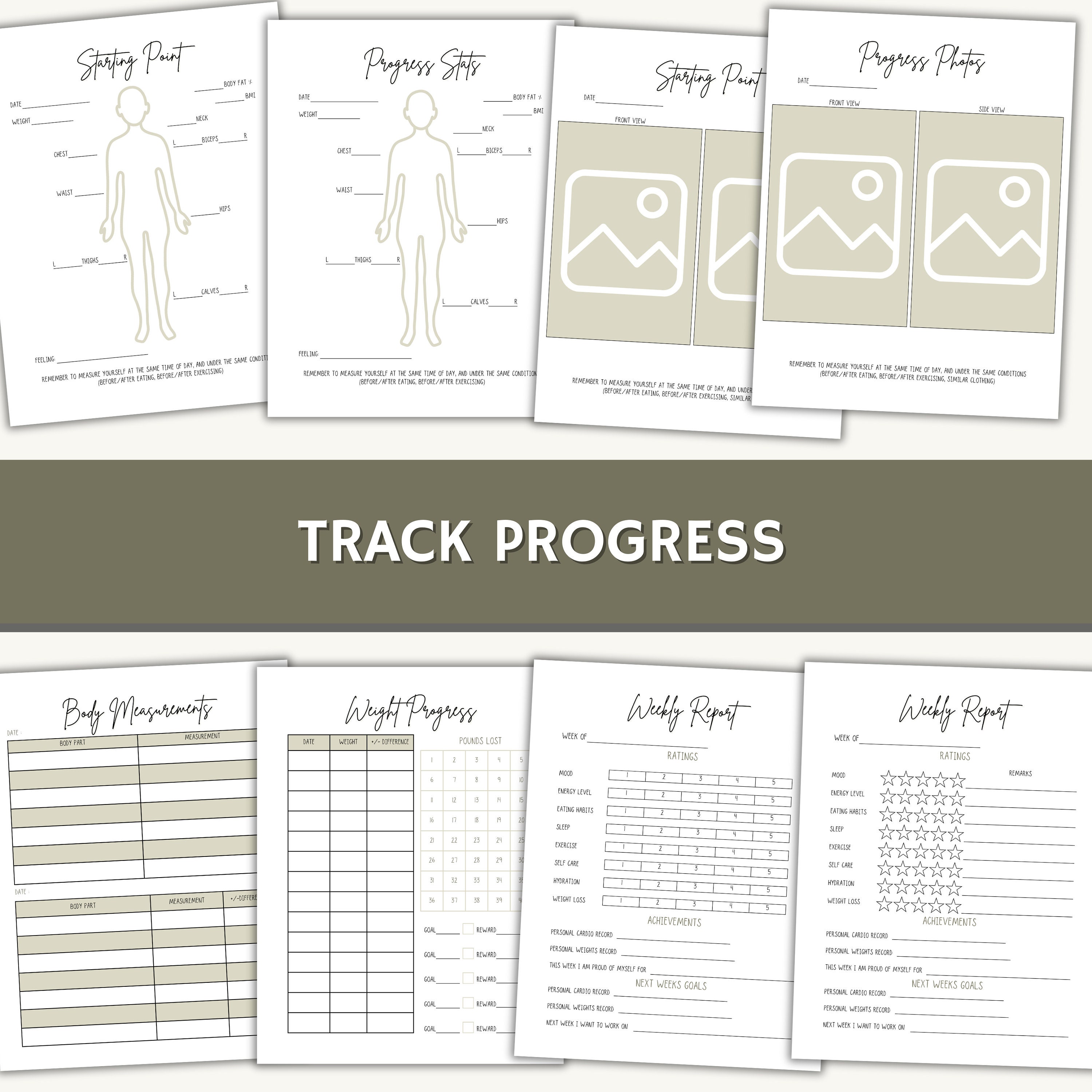 Fitness Planner Printable PDF Exercise Tracker Meal Planner Habit ...
