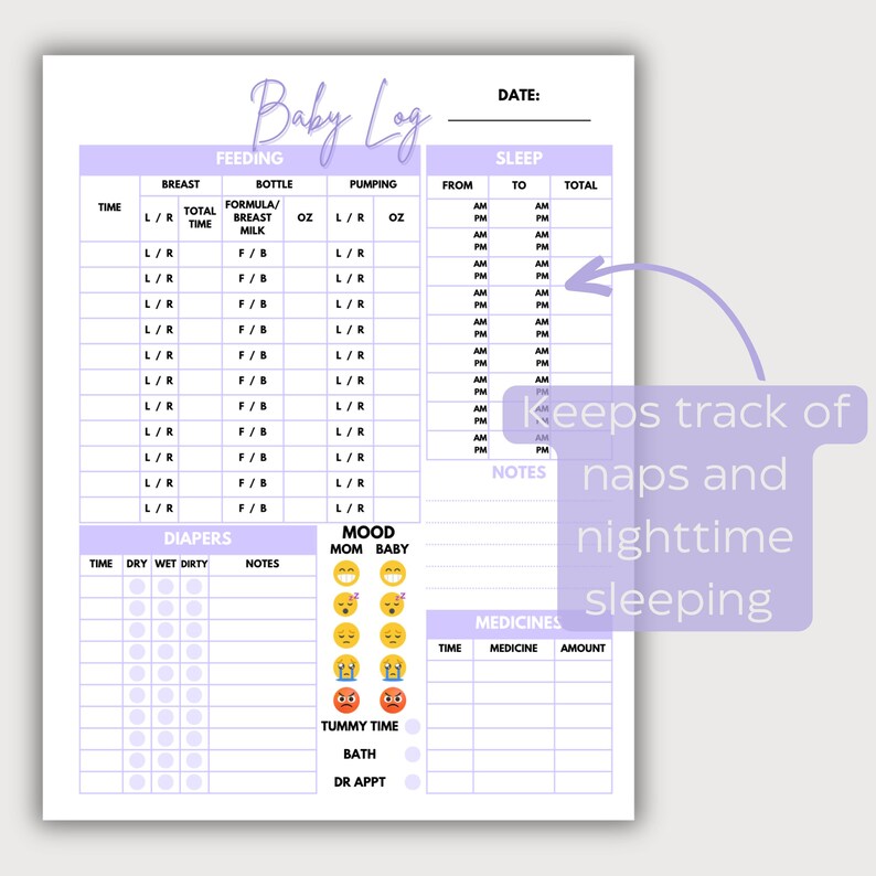 Baby Care Log Printable: Newborn Tracker (PDF) - Etsy