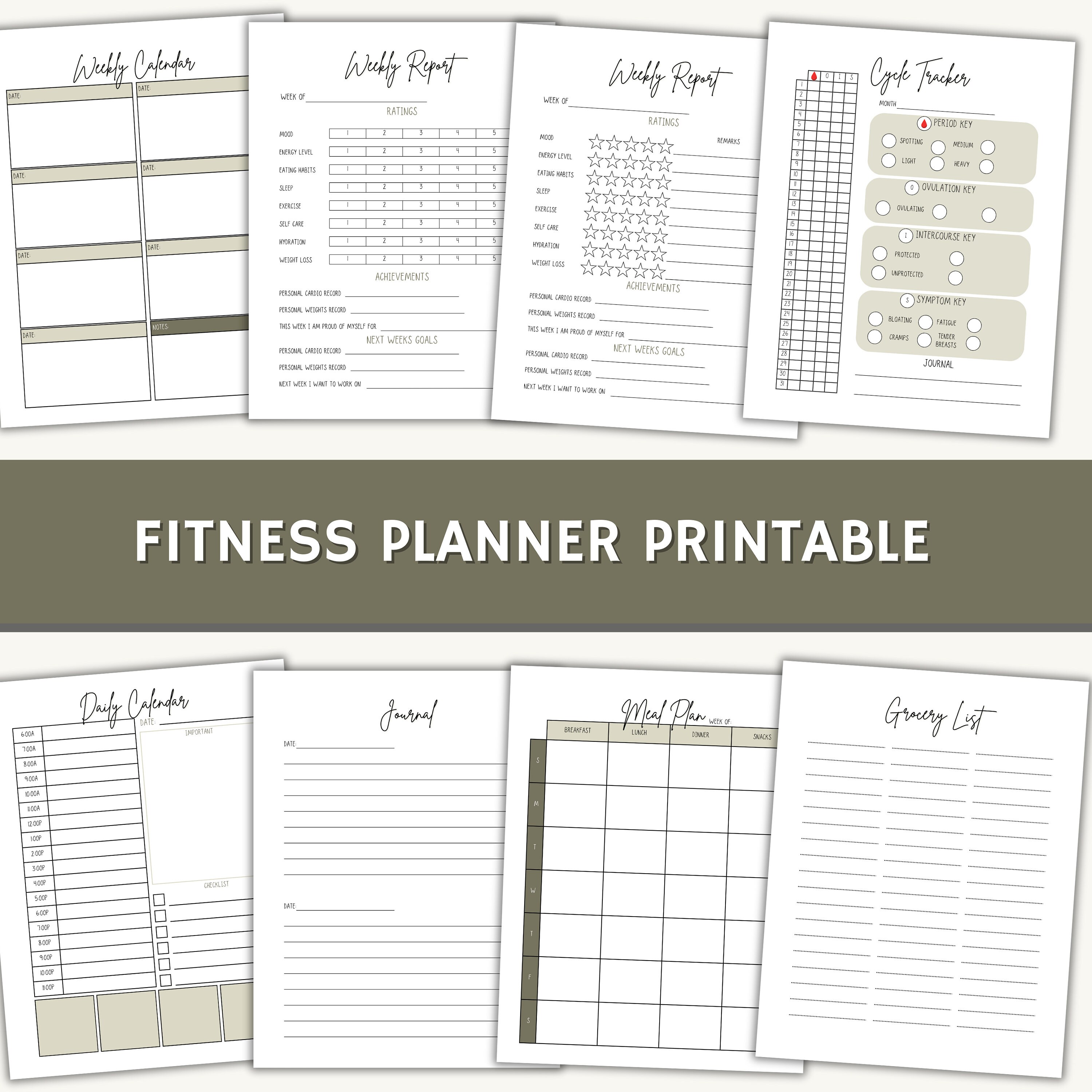 Fitness Planner Printable PDF Exercise Tracker Meal Planner Habit ...