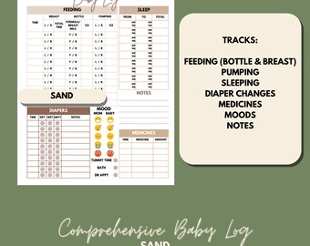 Printable Baby Tracker Log, Newborn Log, Feeding Log, Pumping Log ...