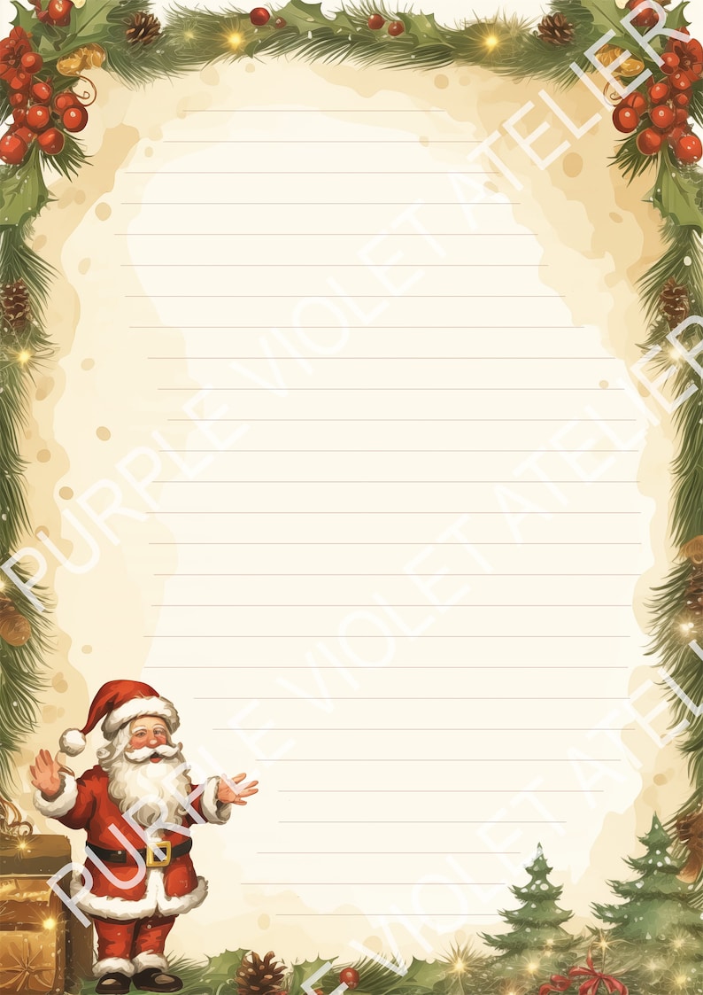 Letter to Santa Claus Template, Printable Template, Christmas Wish List ...