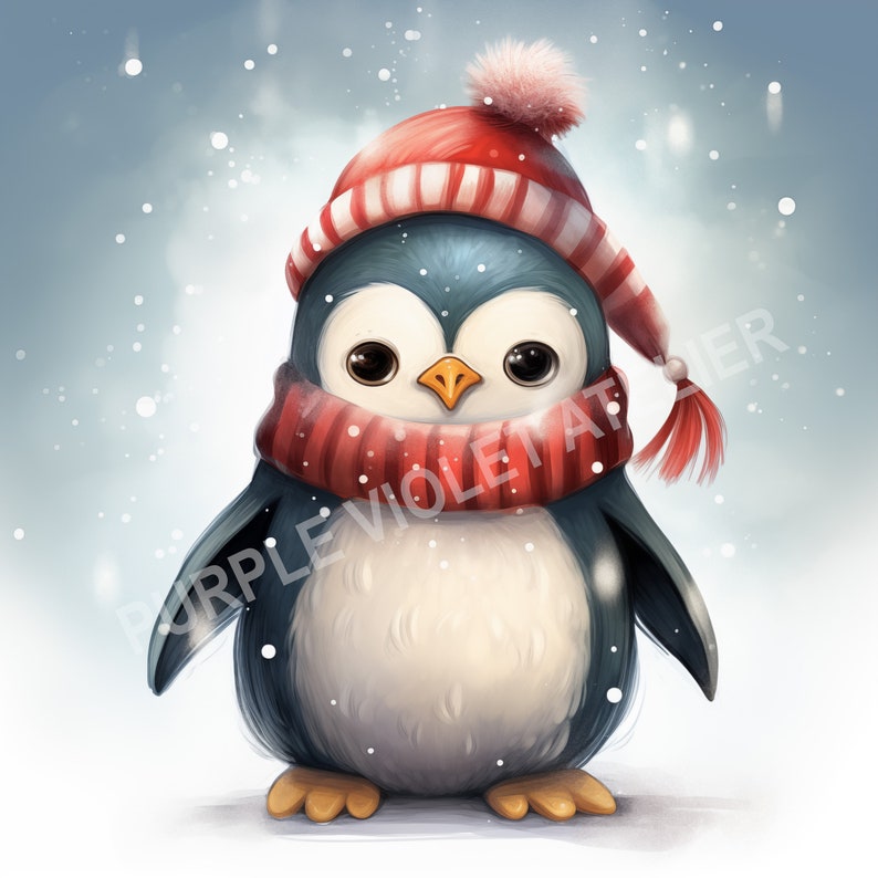 Cute Christmas Penguins 9 High Quality Jpgs Bundle, Digital Download ...
