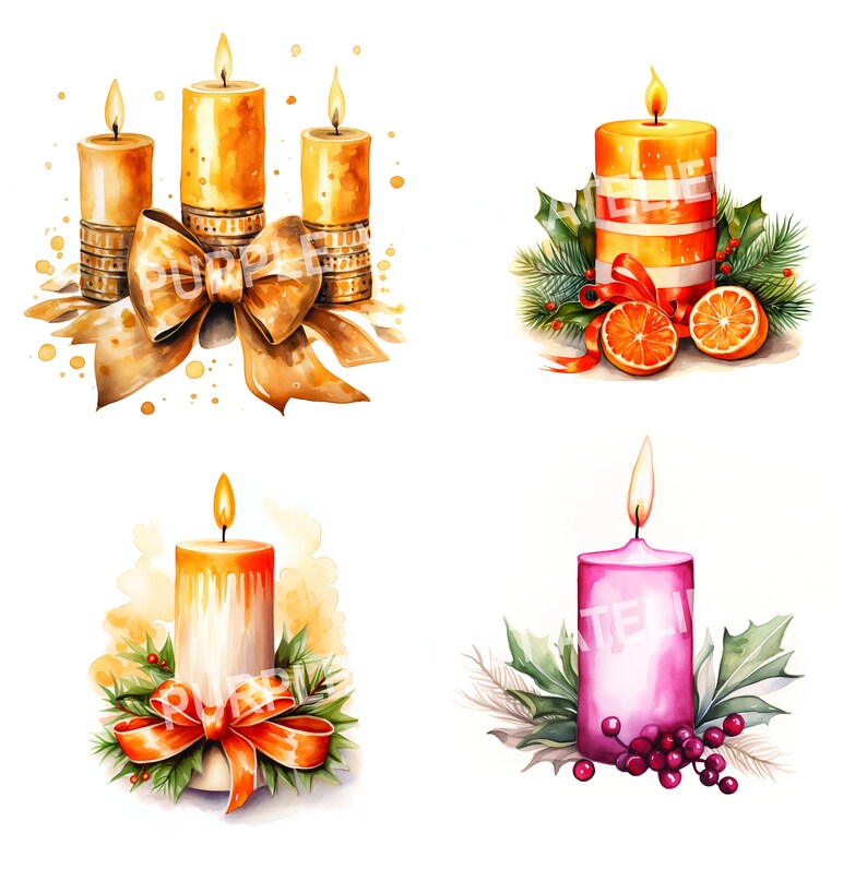 Christmas Candles 18 High Quality Jpgs, Digital Download, Card Making ...