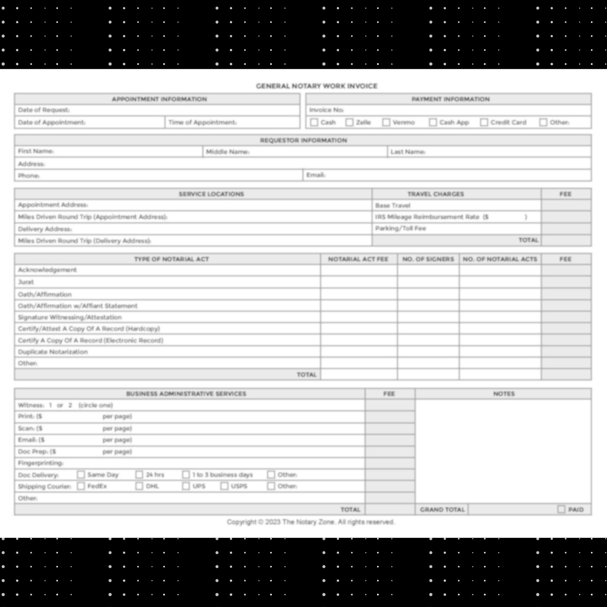 General Notary Work Custom Invoice - Etsy