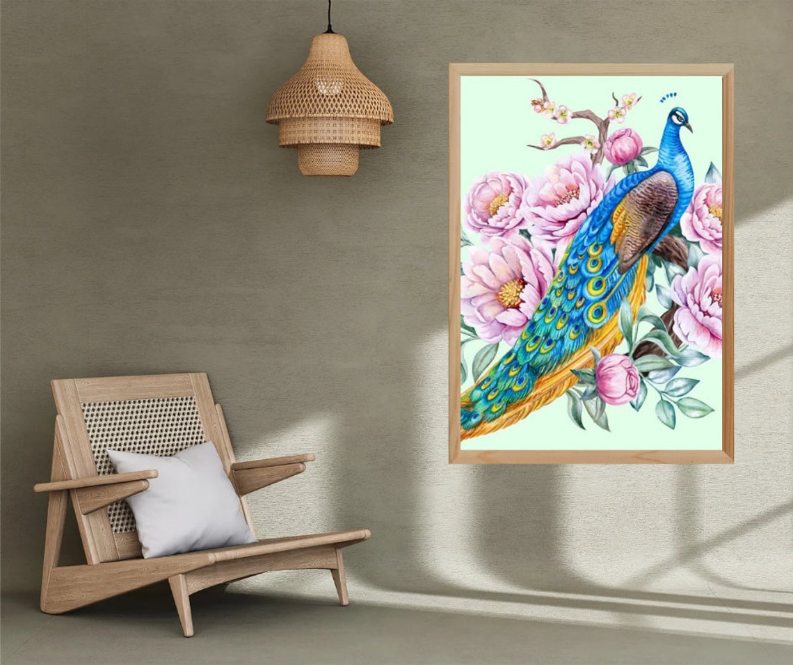 Digital Peacock Paintingdigital Download, Wall Hanging, House Warming ...