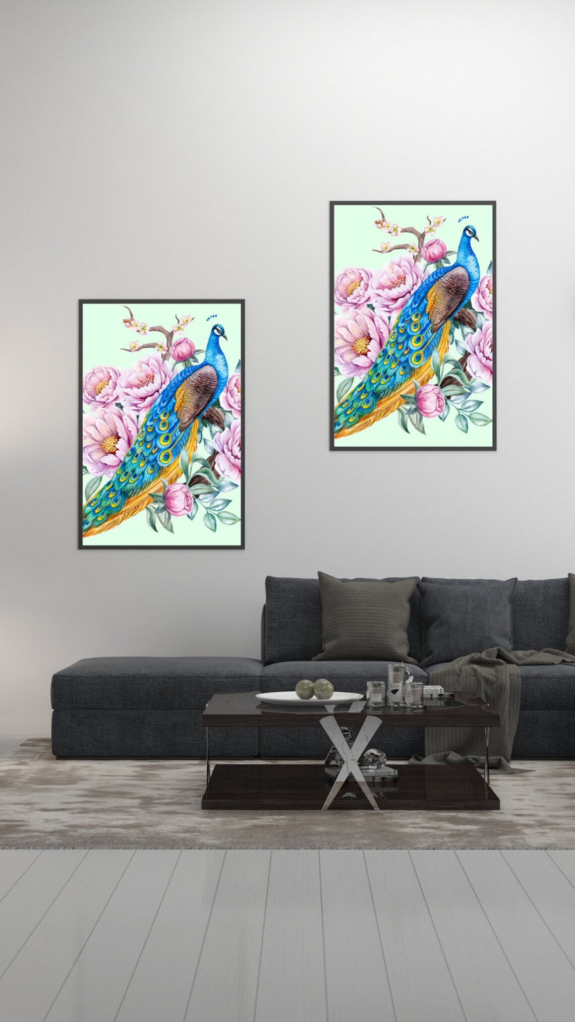 Digital Peacock Paintingdigital Download, Wall Hanging, House Warming ...