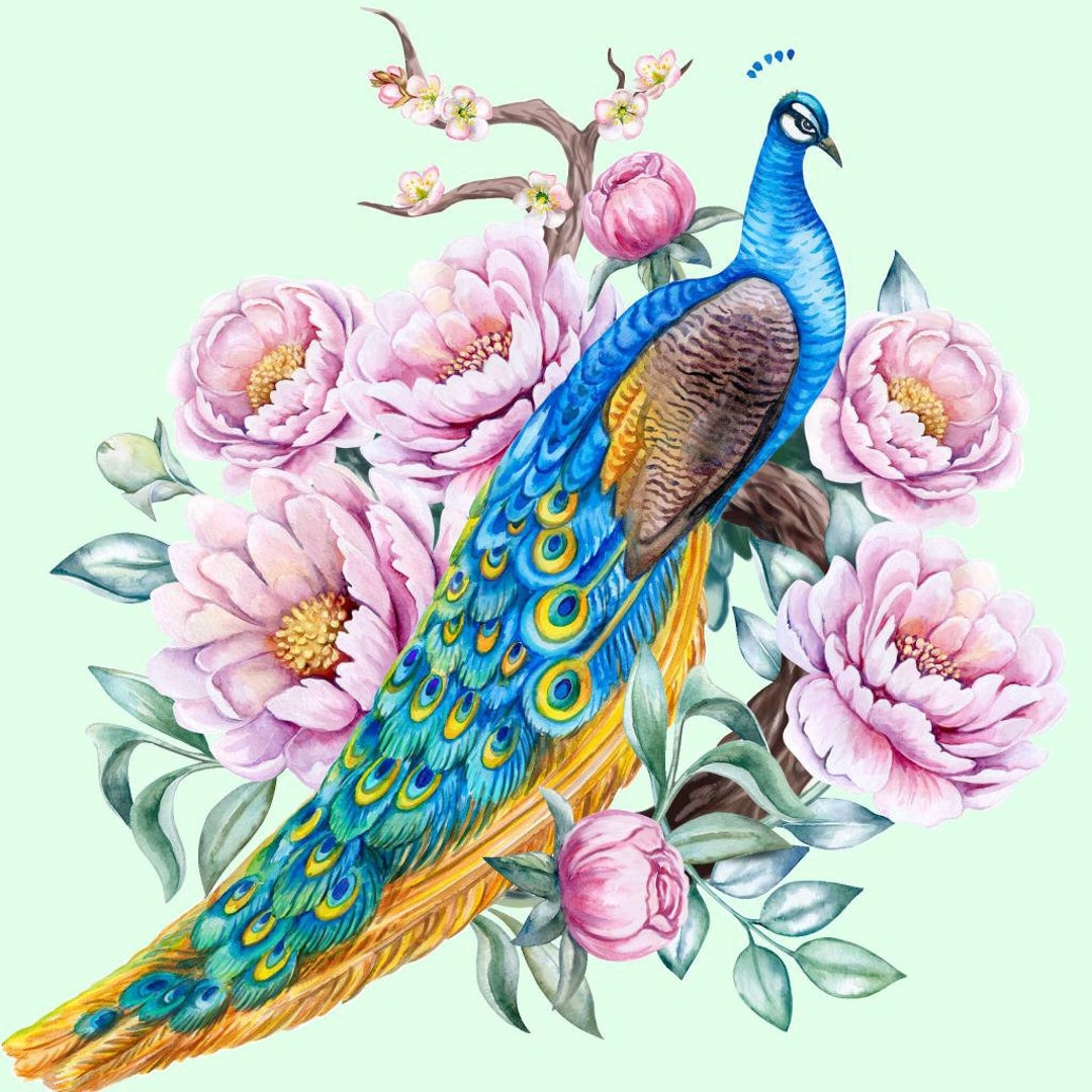 Digital Peacock Paintingdigital Download, Wall Hanging, House Warming ...