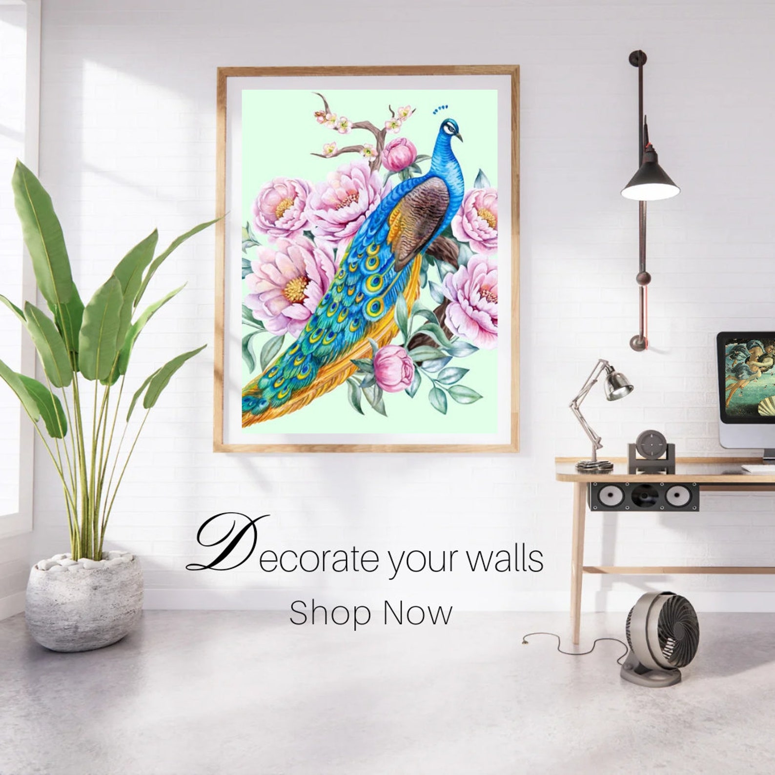Digital Peacock Paintingdigital Download, Wall Hanging, House Warming ...