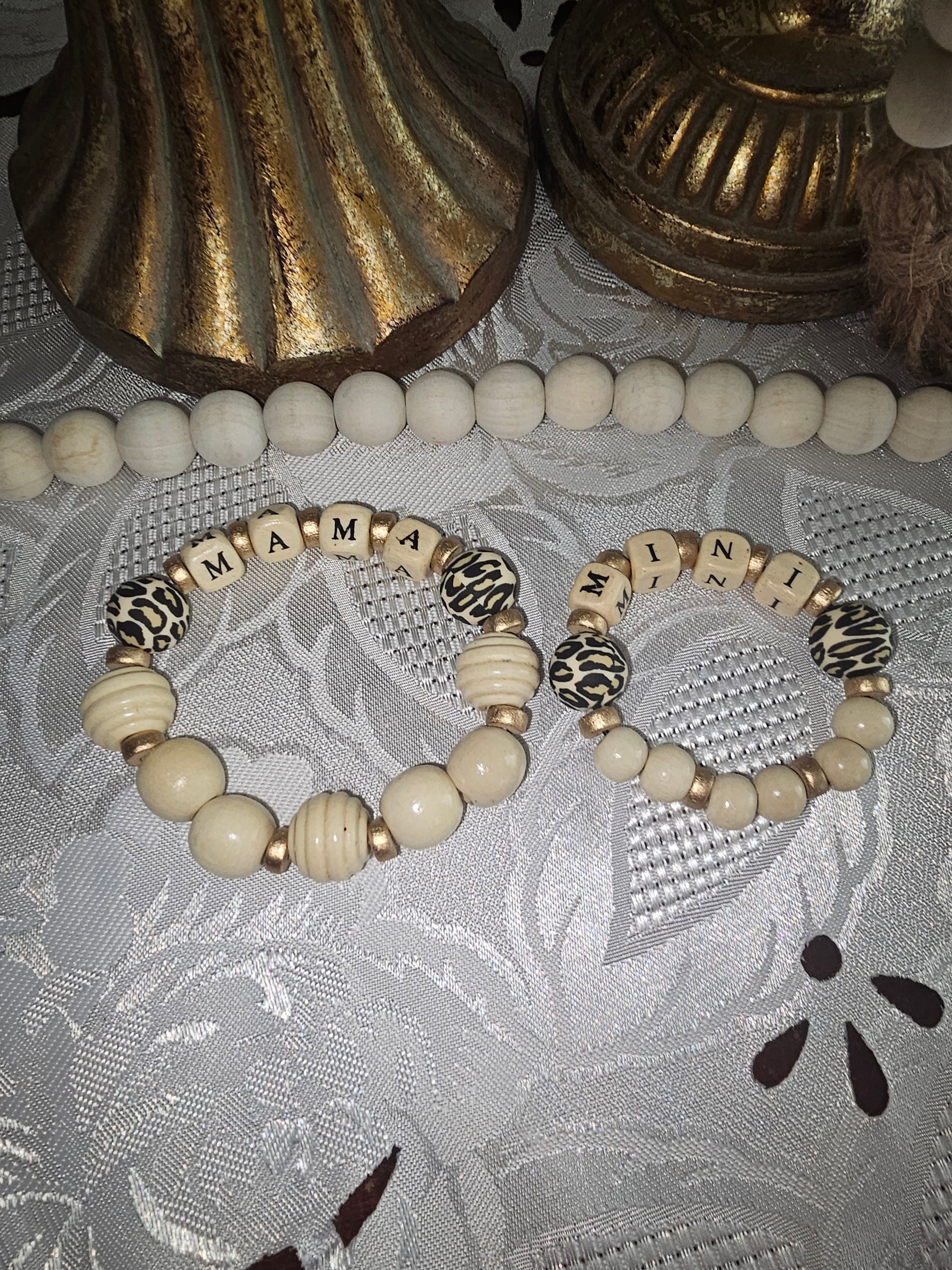 Mama & Mini Wooden and Leopard Silicone Bracelet - Etsy