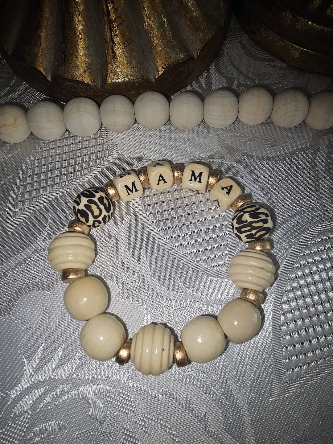Mama & Mini Wooden and Leopard Silicone Bracelet - Etsy