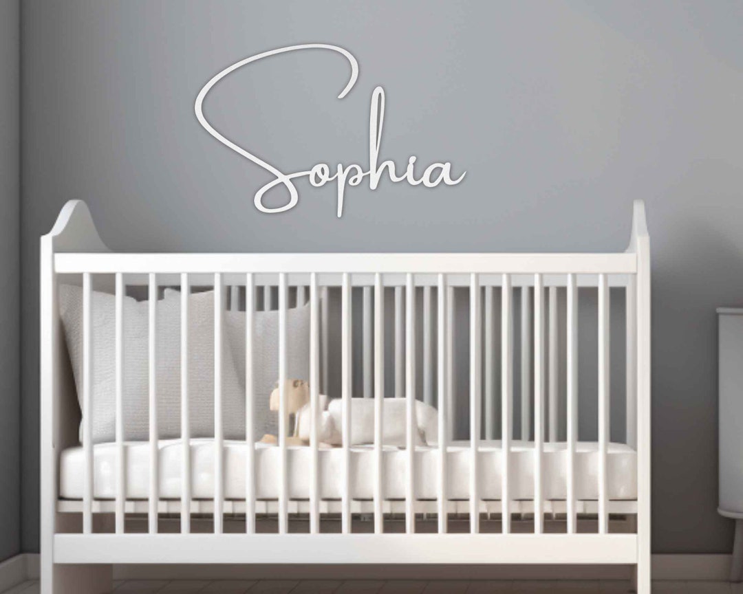 Personalized Newborn Gift. Cursive Baby Name, Nursey Wall Art. Metal ...