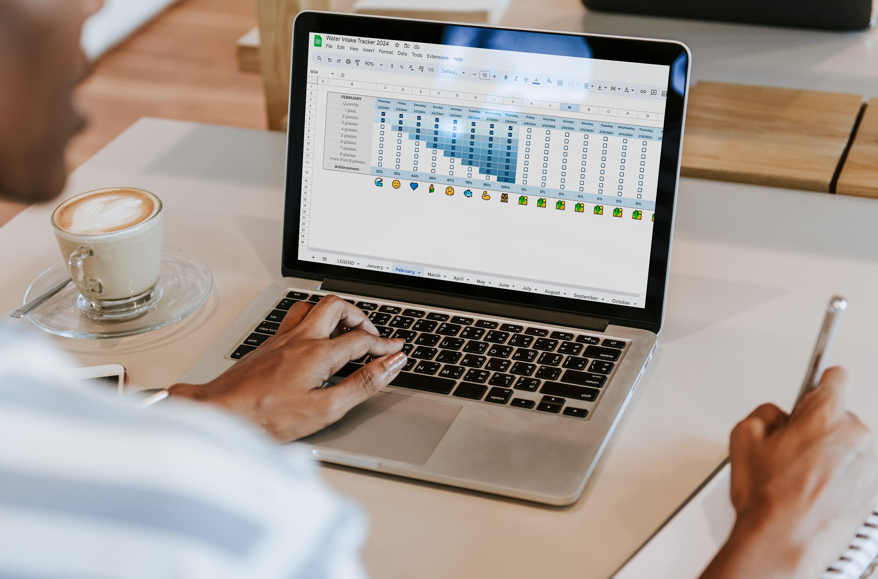 Water Intake Tracker Spreadsheet, Daily Water Intake Template Google ...