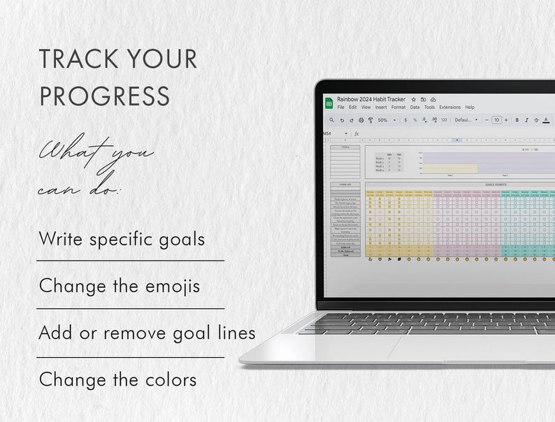 Habit Tracker 2025 Colorful Spreadsheet Google Sheets Template, Yearly ...