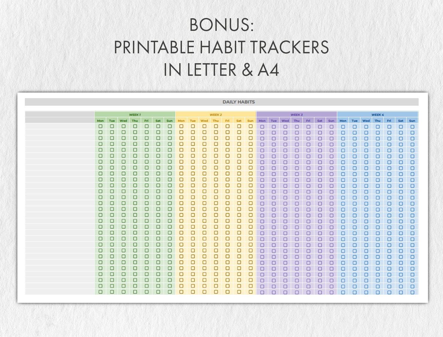 Habit Tracker Spreadsheet Template for Google Sheets, Positive Habit ...
