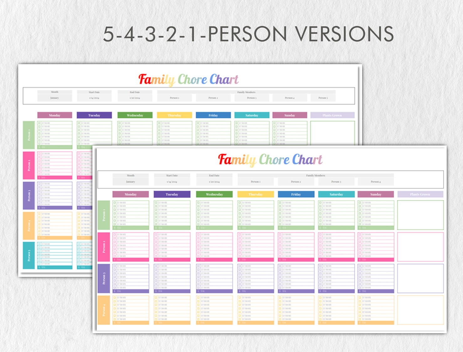 Colorful Family Chore Chart for Google Sheets, Daily Task Tracker ...